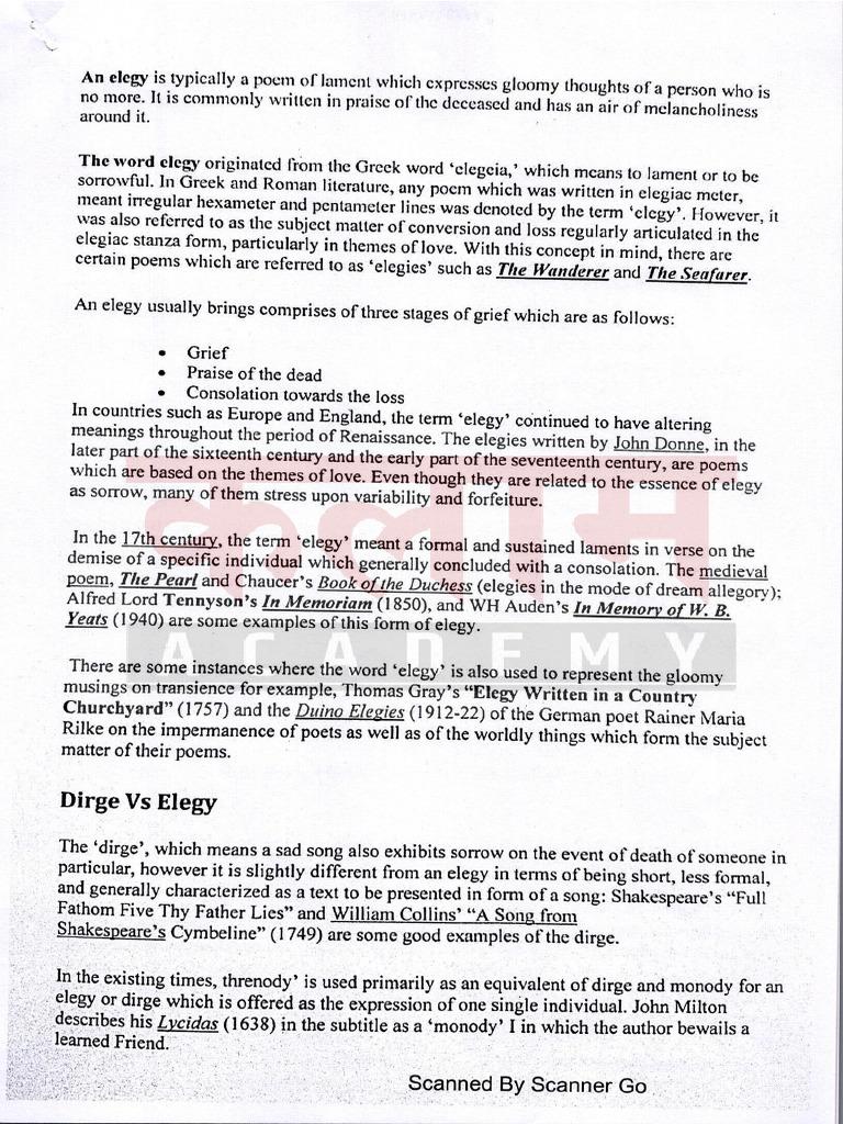 Elegy | PDF