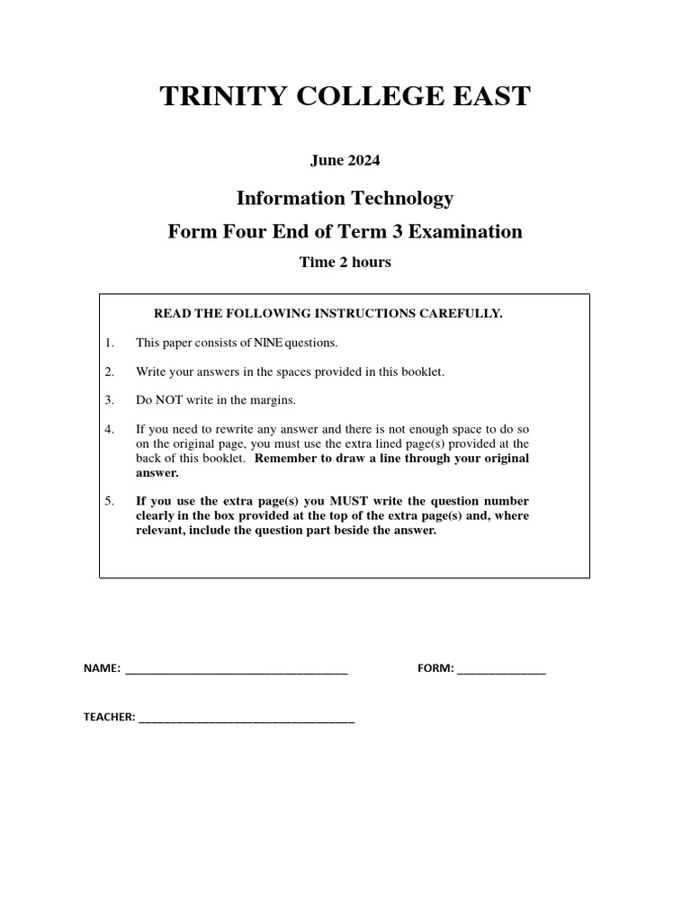 Form 4 EOT 3 Exam June 2024 | PDF | Graphical User Interfaces | Icon ...