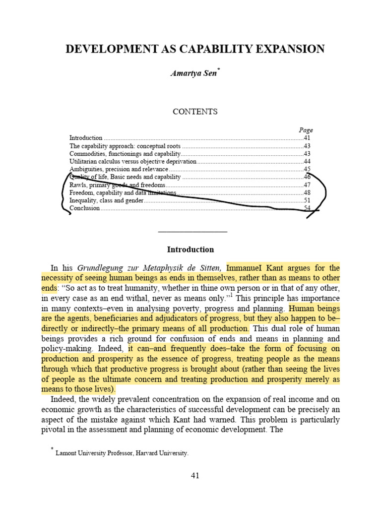 (Edited) Sen - 1989 - Development As Capability Expansion | PDF