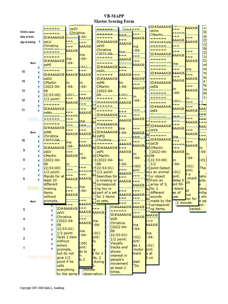 VB-MAPP Master Form Copy | PDF | Cognitive Psychology | Cognition