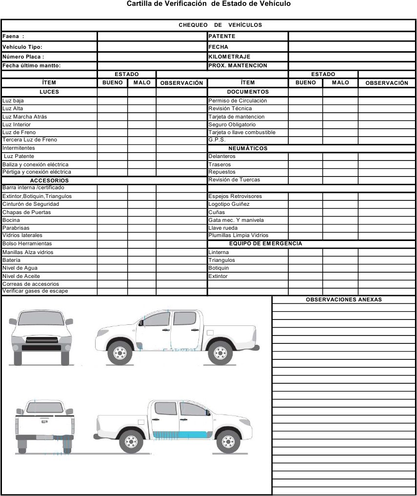 Check List Vehiculo Pasajeros