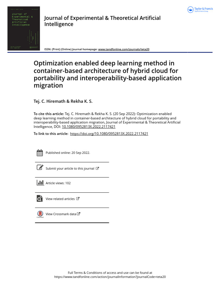 Hiremath, T. C., & K. S, R. (2022) - Optimization Enabled Deep Learning Method in Container ...