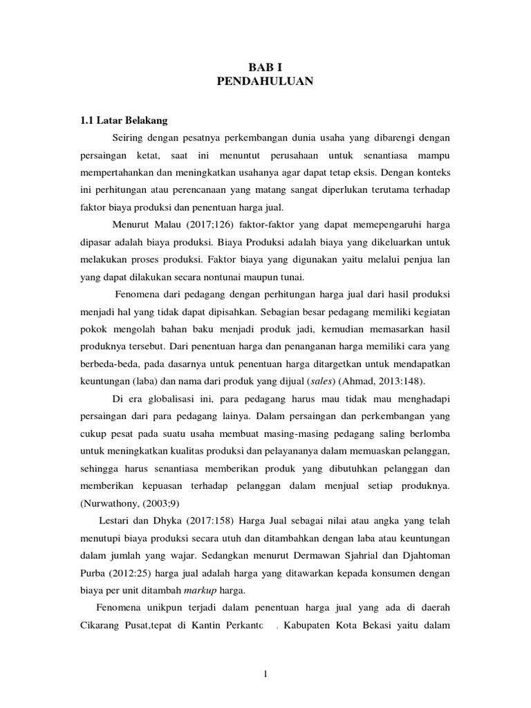 Implementasi Biaya Produksi Dalam Penentuan Harga Jual Pada Penjualan ...