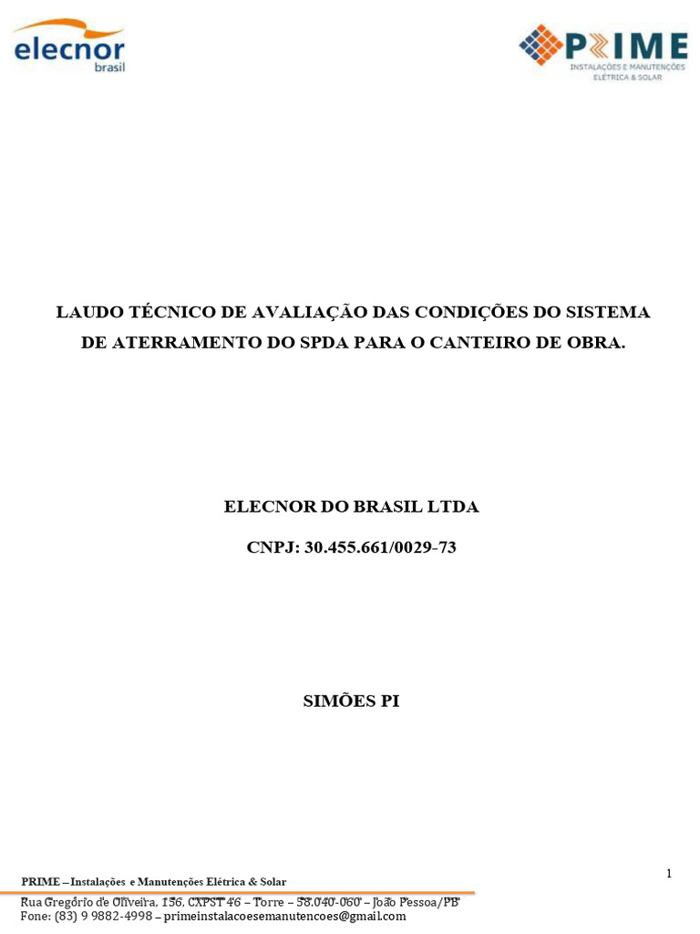 Relatório Tec - Spda Serra Do Maracujá | PDF | Eletricidade | Eletromagnetismo