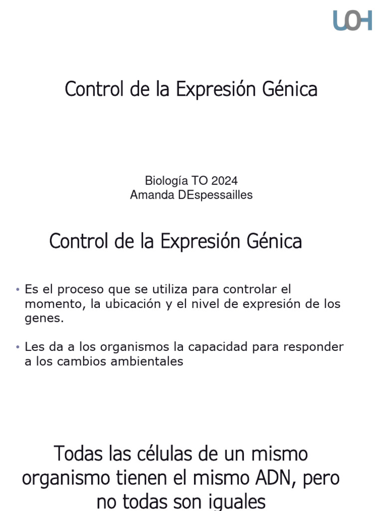 Clase 10 Regulaci N de La Expresi N G Nica | PDF | La expresion genica | Epigenética