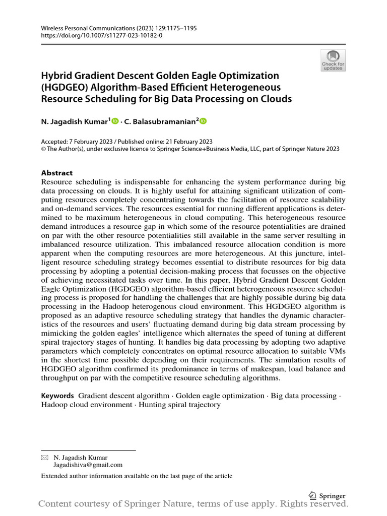 Hybrid Gradient Descent Golden Eagle Optimization | PDF | Apache Hadoop ...