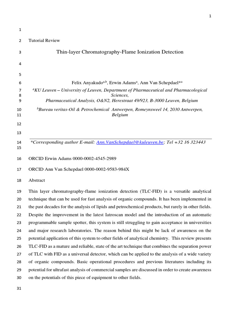 Thin Layer Chromatography Flame Ionization Detection Pdf Gas Chromatography Chromatography