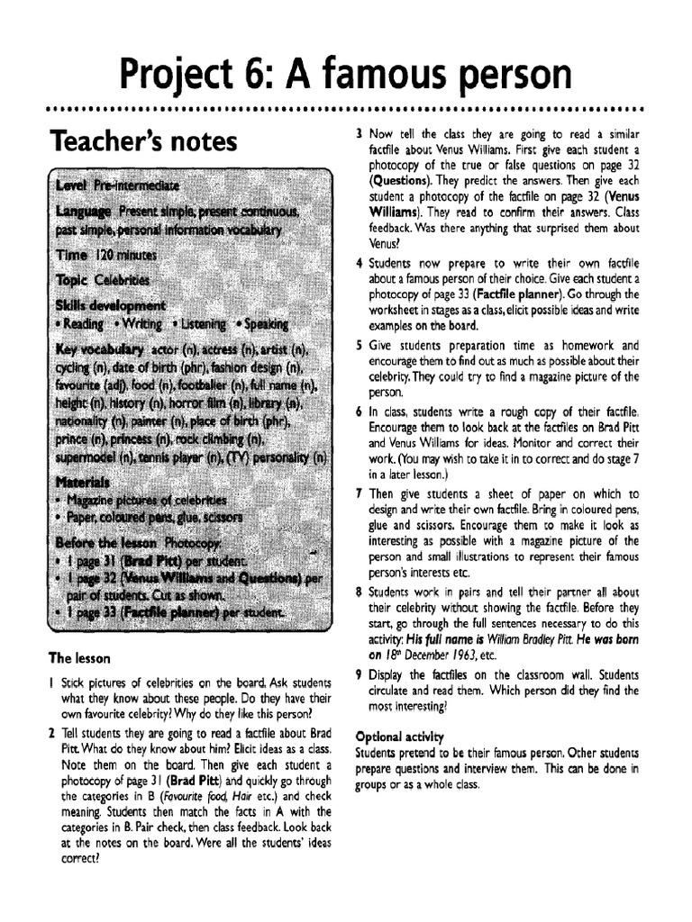Project - A Famous Person 1 | PDF