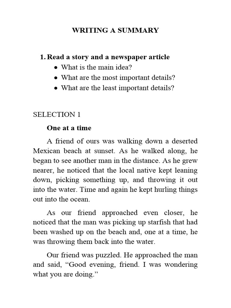 Writing A Summary | PDF