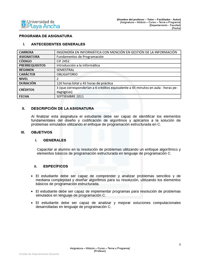CIF 2452 Fundamentos de Programacion | PDF | Programación de computadoras | Maestros