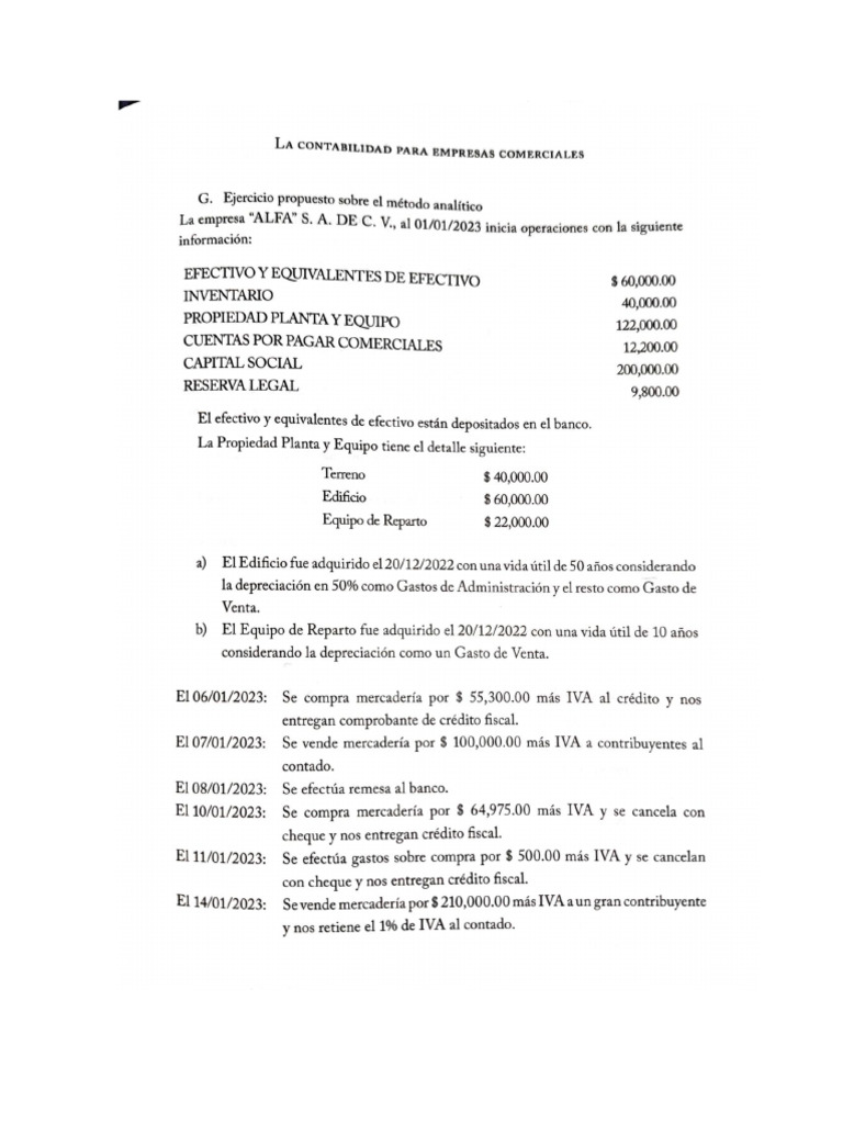 Ejercicio Contable | PDF