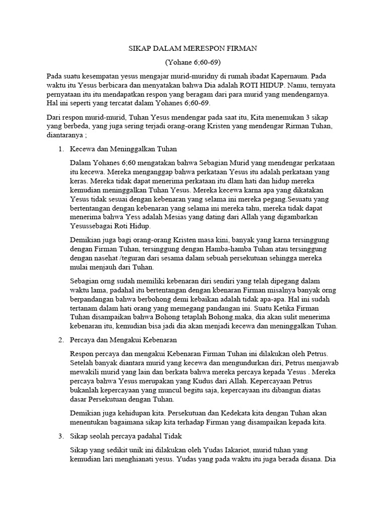 SIKAP DALAM MERESPON FIRMAN | PDF