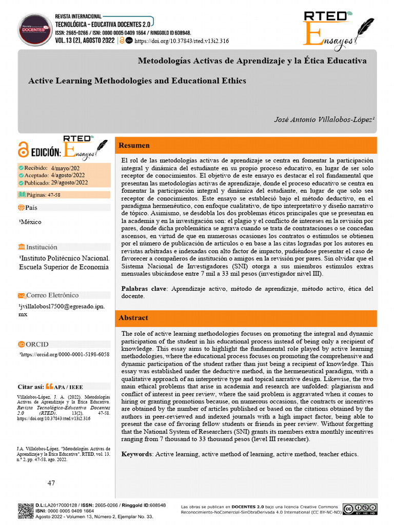 Metodologías de Aprendizaje Villalobos-Lopez | PDF | Aprendizaje | Enseñando