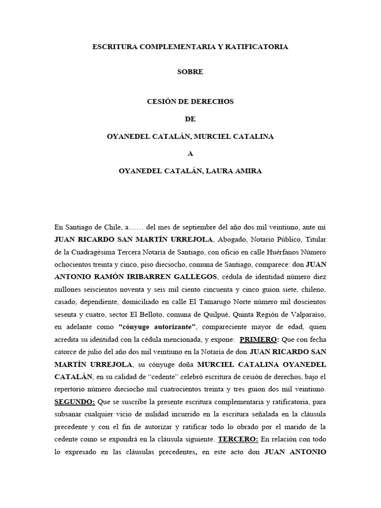 Escritura Complementaria y Ratificatoria | PDF | Ley común