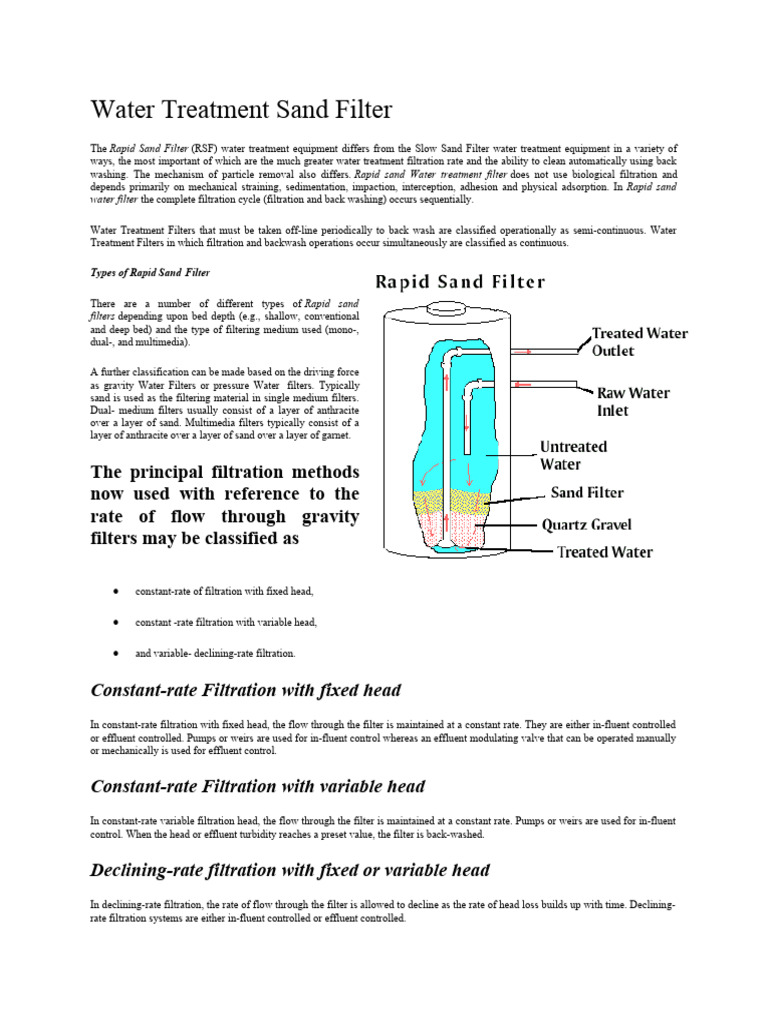 Water Treatment Sand Filter | PDF | Filtration | Environmental Engineering