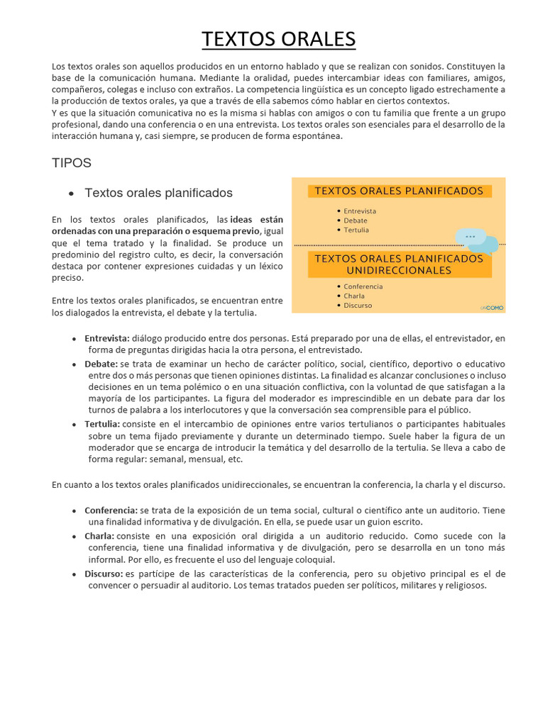 Textos Orales | PDF | Hablar en público | Comunicación