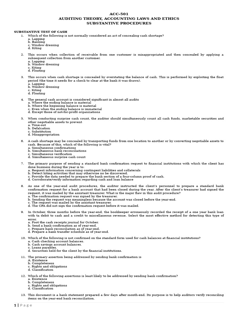 Substantive Tests 1 Copy Lecture Notes and | PDF | Audit | Depreciation
