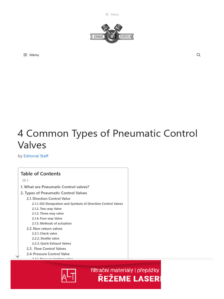 4 Common Types of Pneumatic Control Valves | PDF | Valve | Actuator