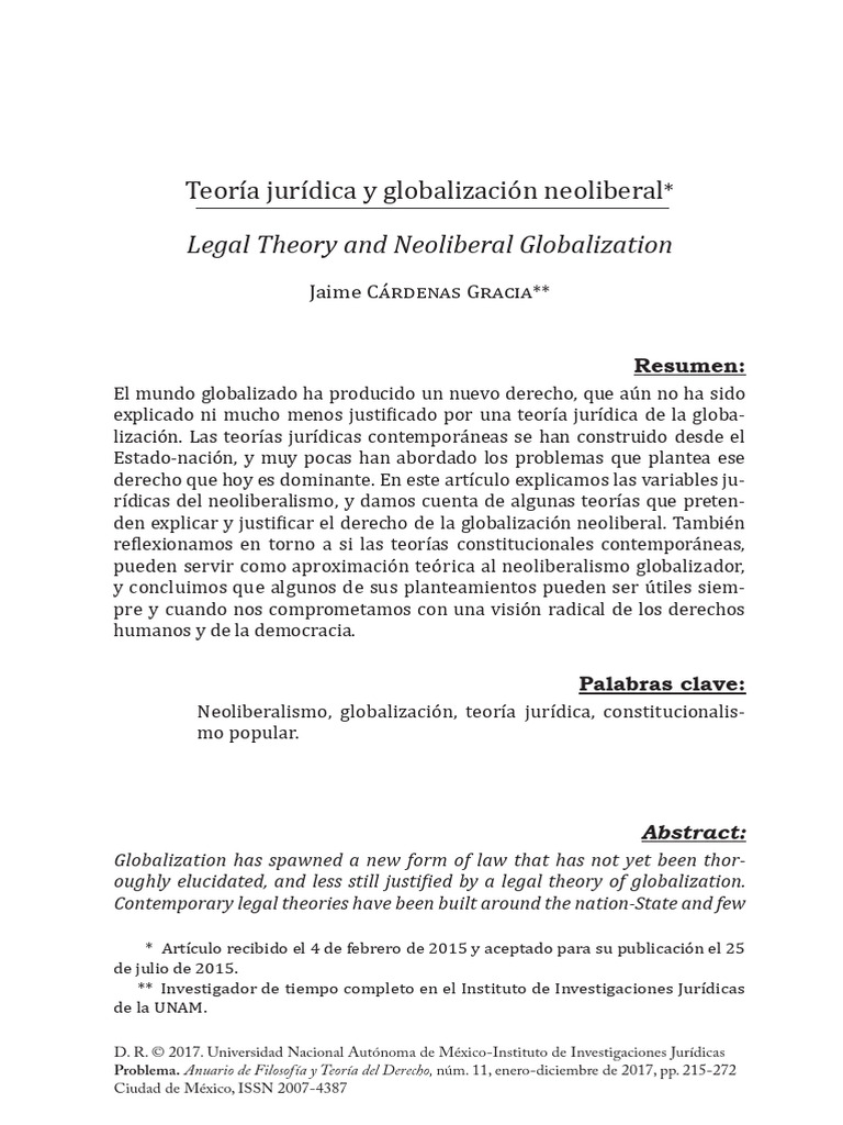 Teoría Jurídica y Globalización Neoliberal | PDF | Immanuel Kant ...