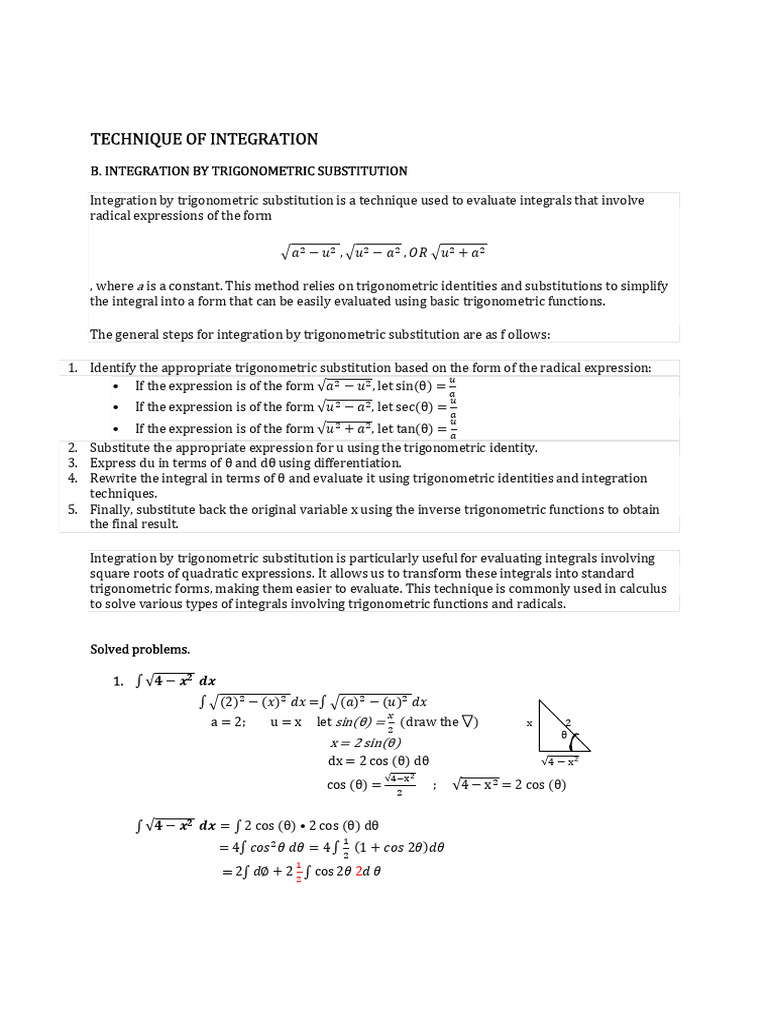 Teknik TRIGOsubst | PDF | Integral | Trigonometric Functions