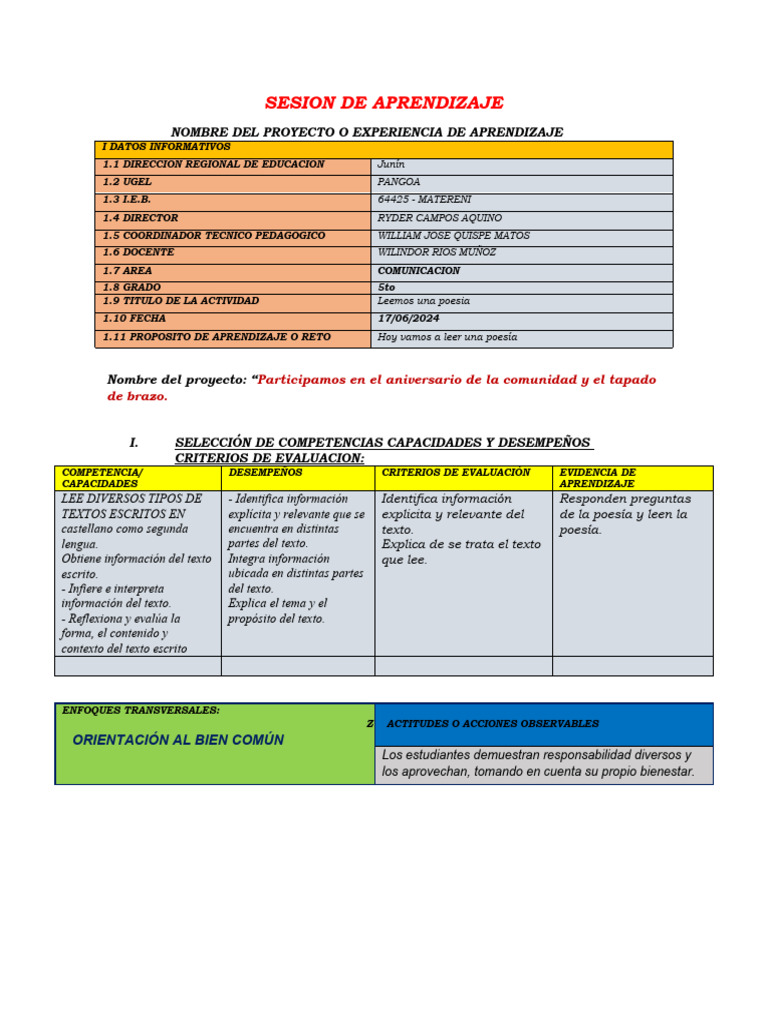 Sesion de Aprendizaje 17 | Descargar gratis PDF | Aprendizaje | Cognición