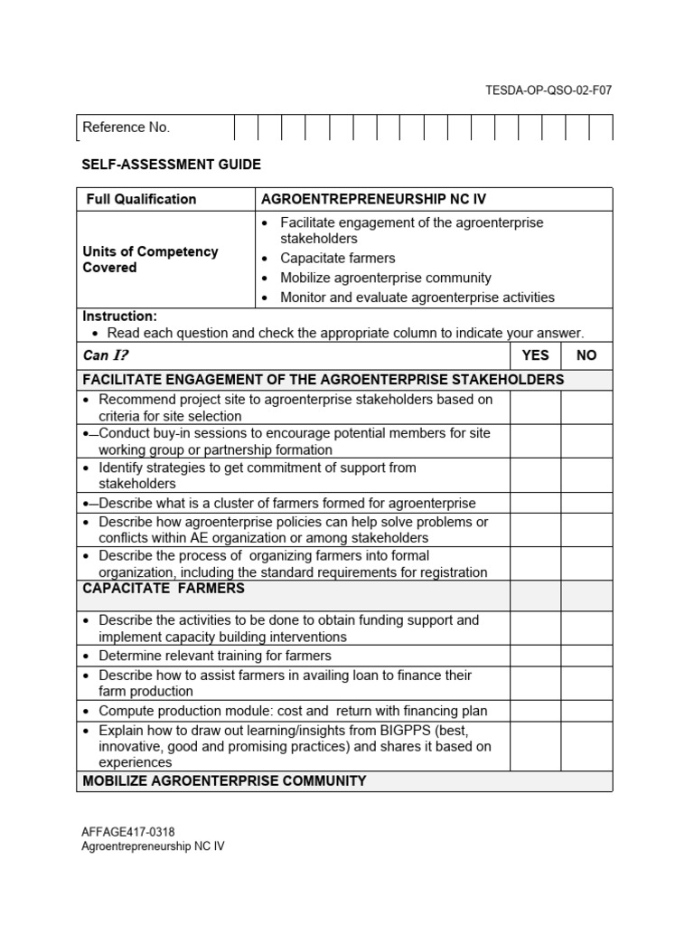 SAG - AgroEntrepreneurship NC IV | PDF | Capacity Building | Business