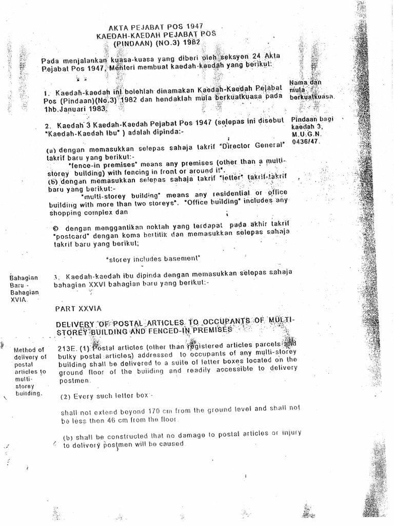 Akta Pejabat Pos 1947 Malaysia | PDF