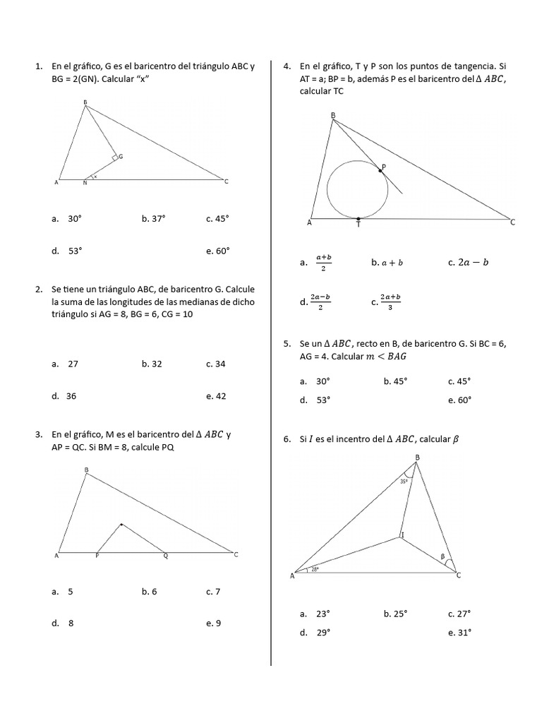 Puntos Notables | PDF | Geometría triangular | Geometría Elemental