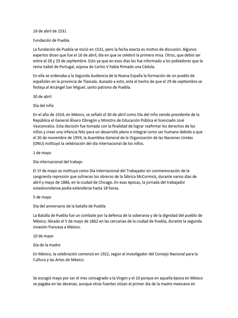 Fechas clave de celebraciones en México | PDF | México