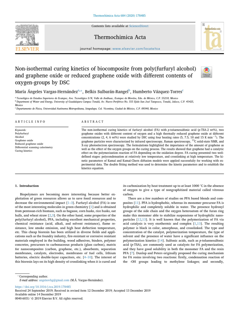 Thermochimica Acta: Sciencedirect | PDF | Polymers | Chemical Reactions