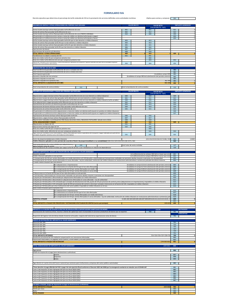 Formulario Iva | PDF | Impuesto al valor agregado | Impuestos