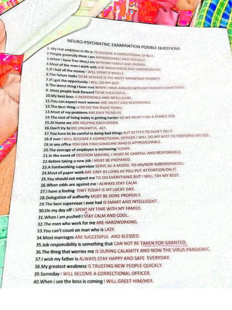 Free Nuero Exam Reviewer (Possible Questions) | PDF