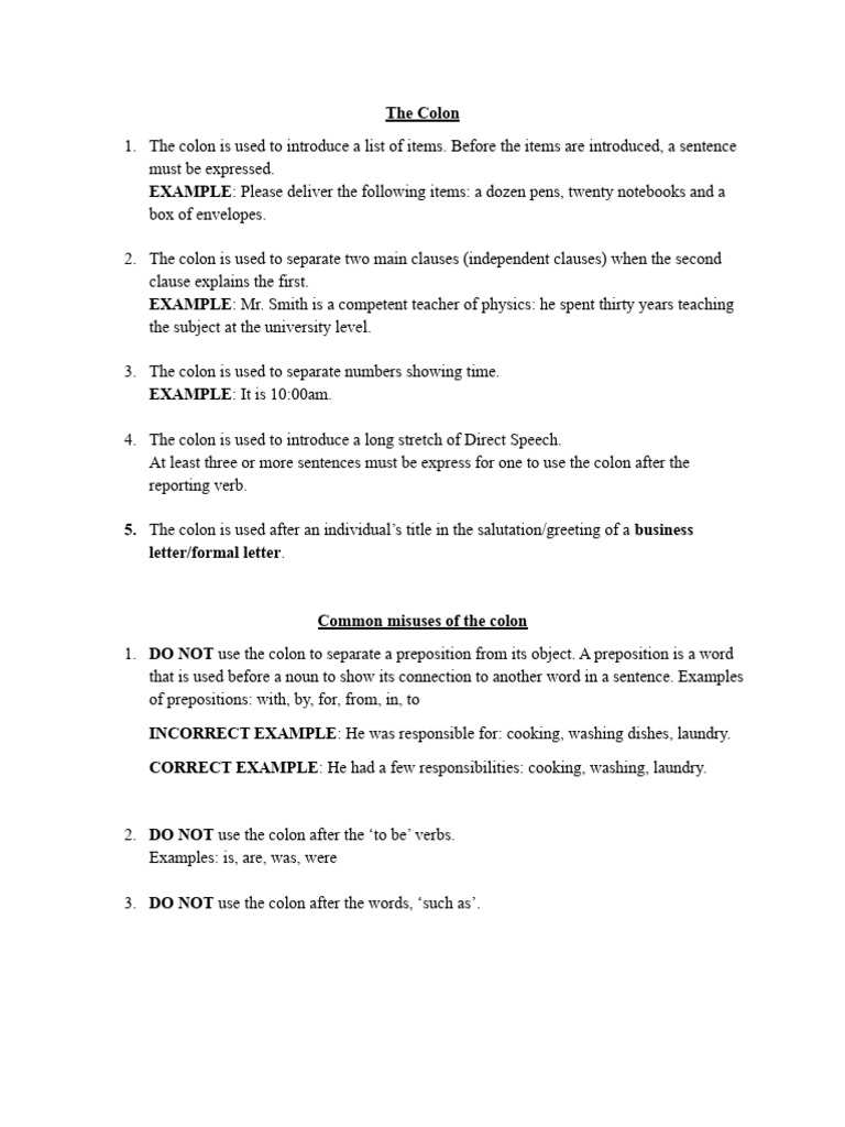 The Colon | PDF | Language Arts & Discipline