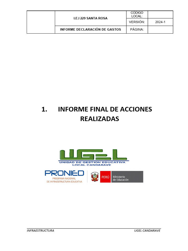 Separadores de Informe Final Mantenimiento Regular 2024 | PDF