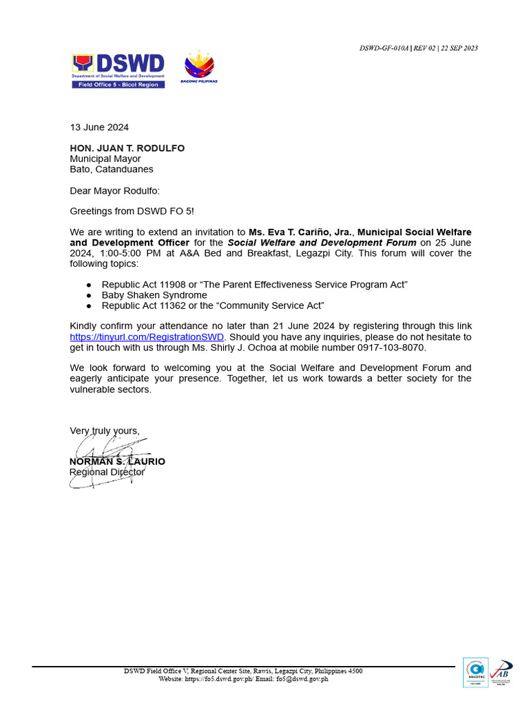 Invitation to Social Welfare Forum 2024 | PDF