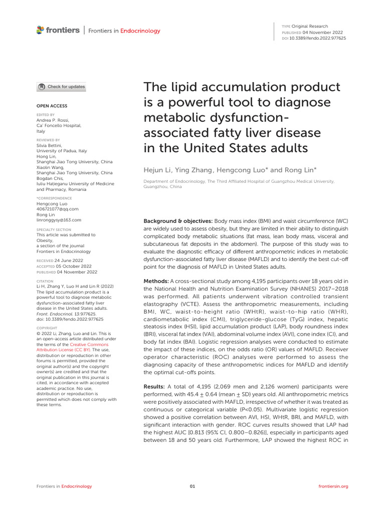 The Lipid Accumulation Product is a Powerful Tool to Diagnose Metabolic ... The Lipid Accumulation Product is a Powerful Tool to Diagnose Metabolic ...