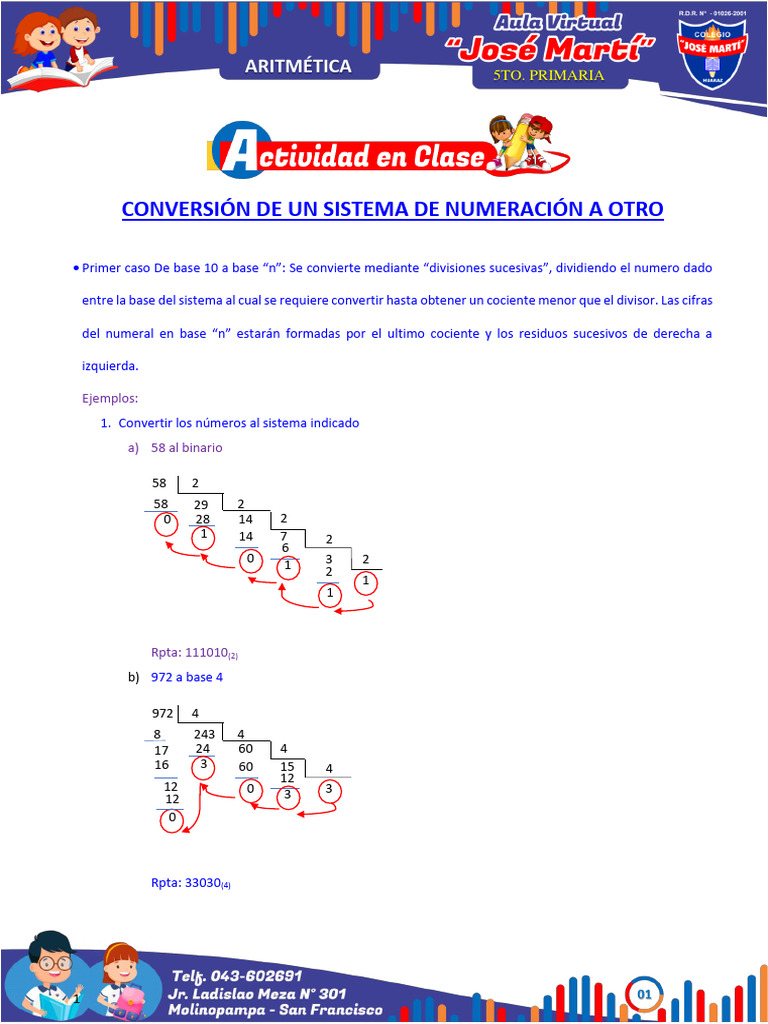 Aritmética: Conversión de Bases | PDF | Codificaciones | Lexicología