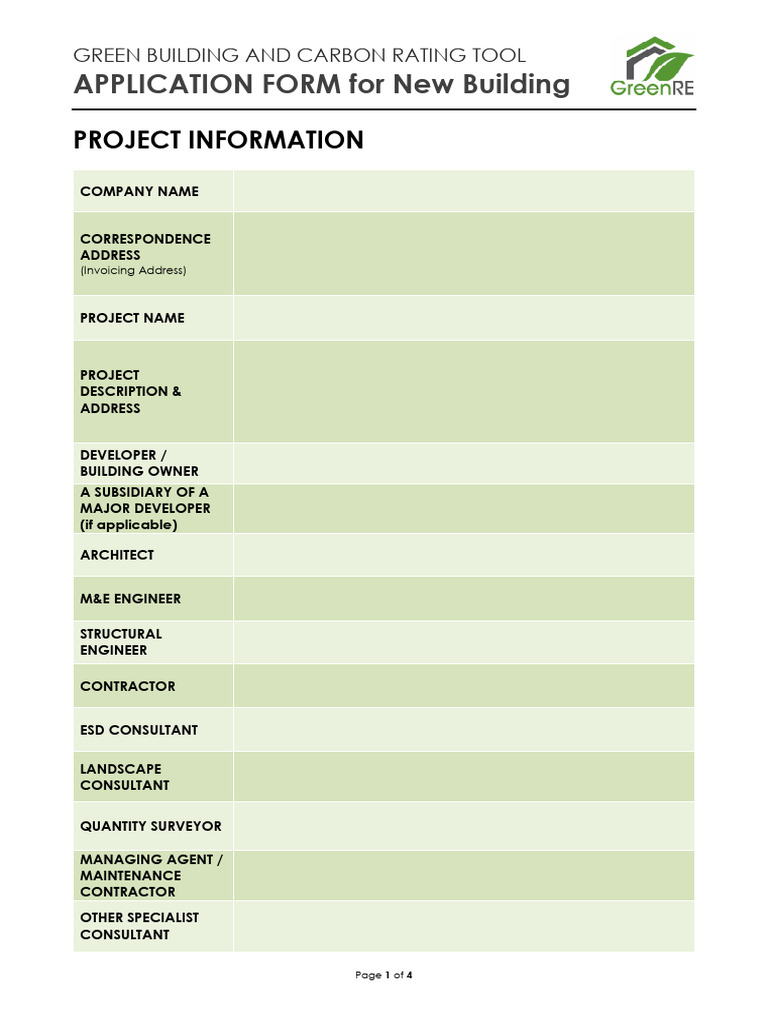GreenRE Application for New Building | PDF | Architect | Nature