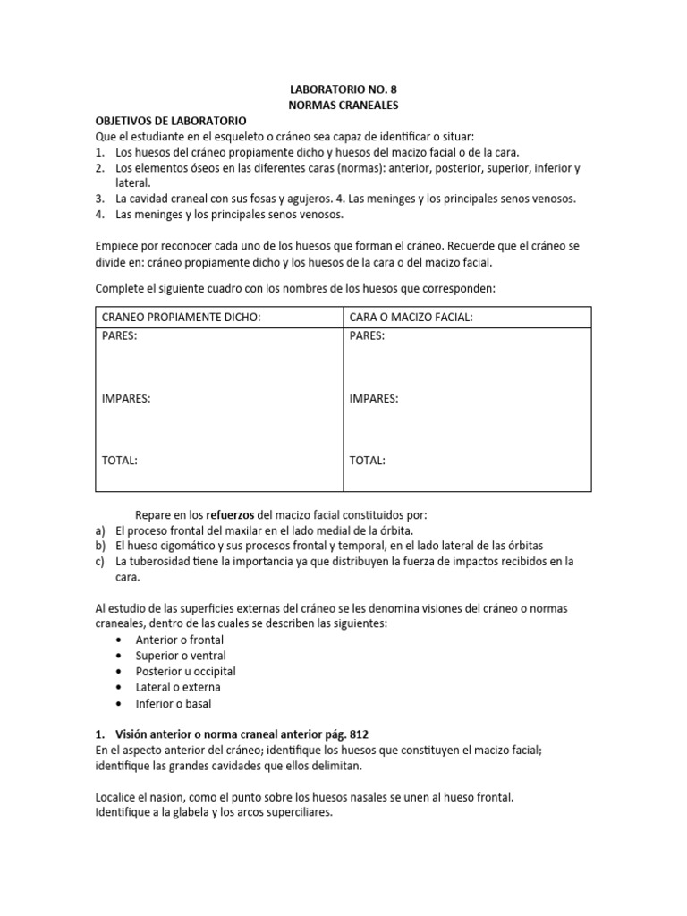 Normas Craneales en Anatomía del Cráneo | PDF | Cráneo | Sistema ...