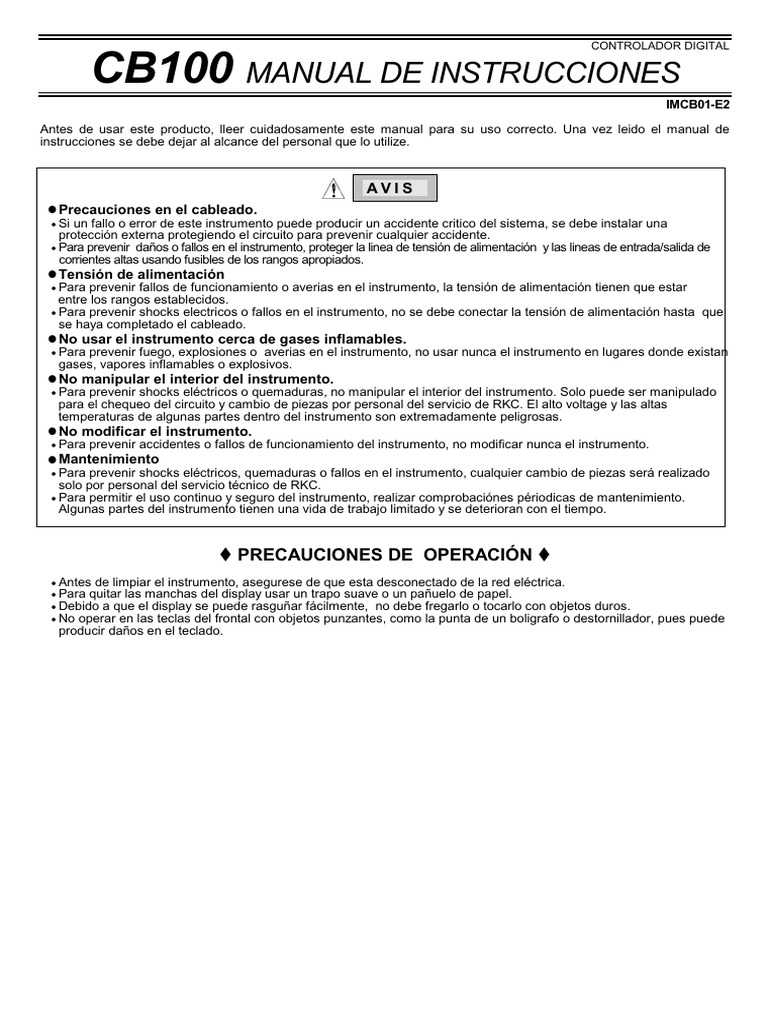 Cb100 Manual de Instrucciones - Cascade | PDF | Fusible (Eléctrico) | Tornillo