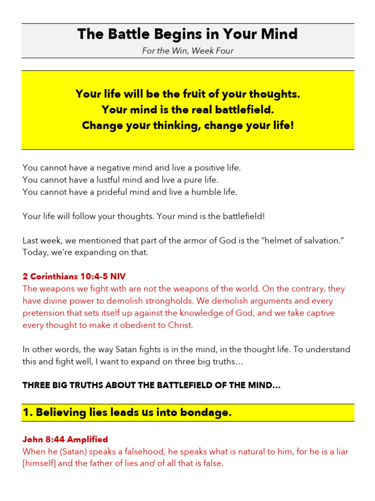 Winning the Battle in Your Mind | PDF | Jesus | God