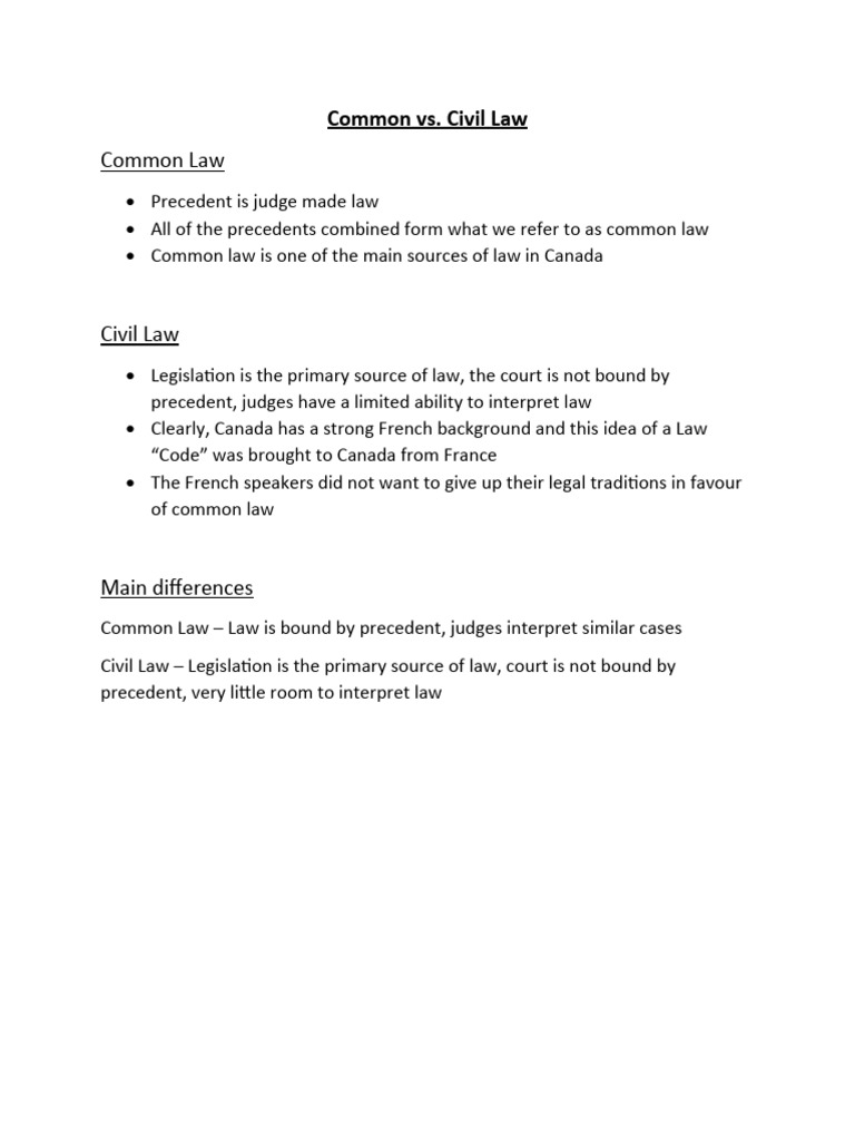 Common vs. Civil Law | PDF | Social Science