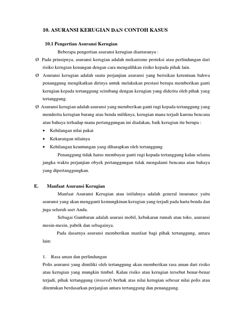 Asuransi Kerugian Dan Contoh Kasus | PDF | Bisnis | Pengelolaan ...