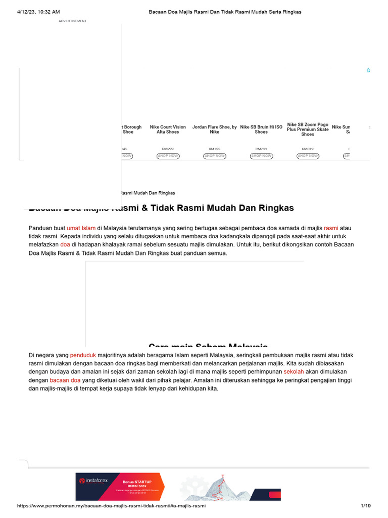 Bacaan Doa Majlis Rasmi Dan Tidak Rasmi Mudah Serta Ringkas | PDF