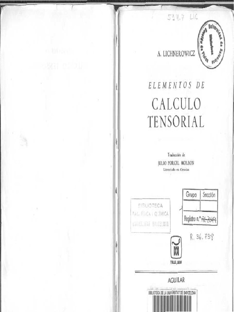 Elementos de Cálculo Tensorial. Lichnerowicz 1 | PDF | Base (álgebra ...