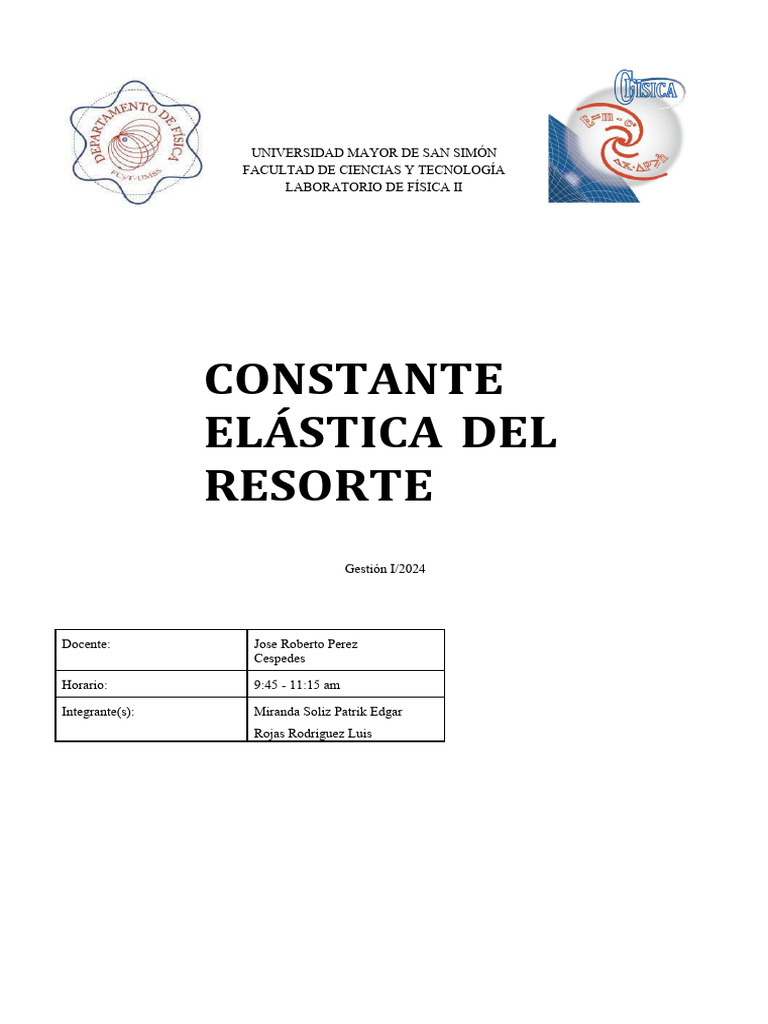 Constante Elástica del Resorte | PDF | Fuerza | Elasticidad (Física)