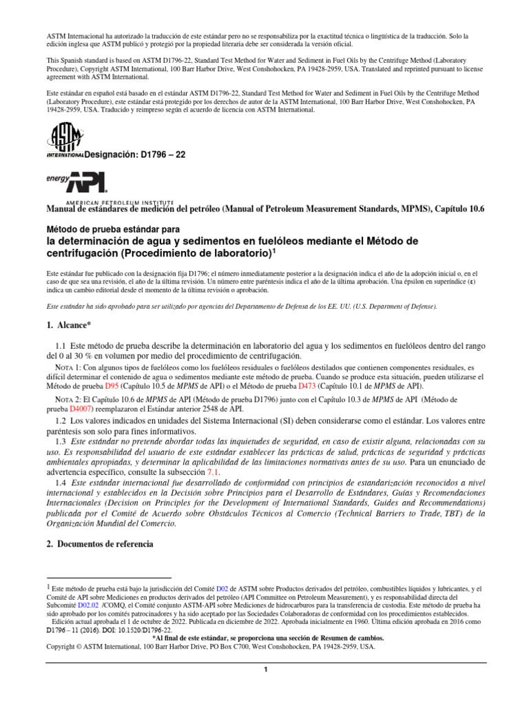 Astm D1796 - 22 | PDF | Agua | Petróleo