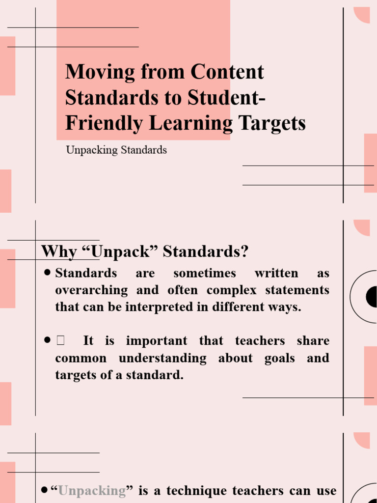 Unpacking Standards for Effective Learning | PDF | Learning | Knowledge