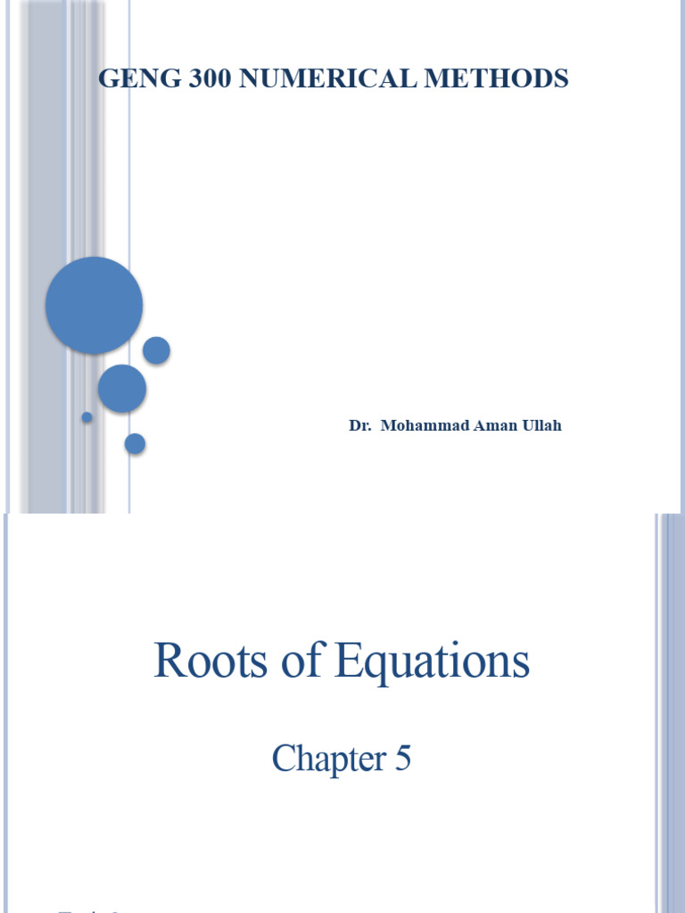 2a Roots of Equations One Equation | PDF | Numerical Analysis | Equations