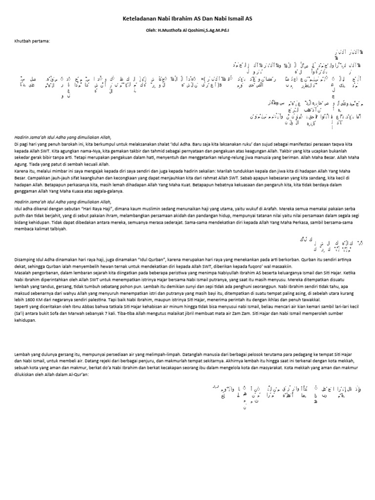 Keteladanan Nabi Ibrahim AS Dan Nabi Ismail AS | PDF